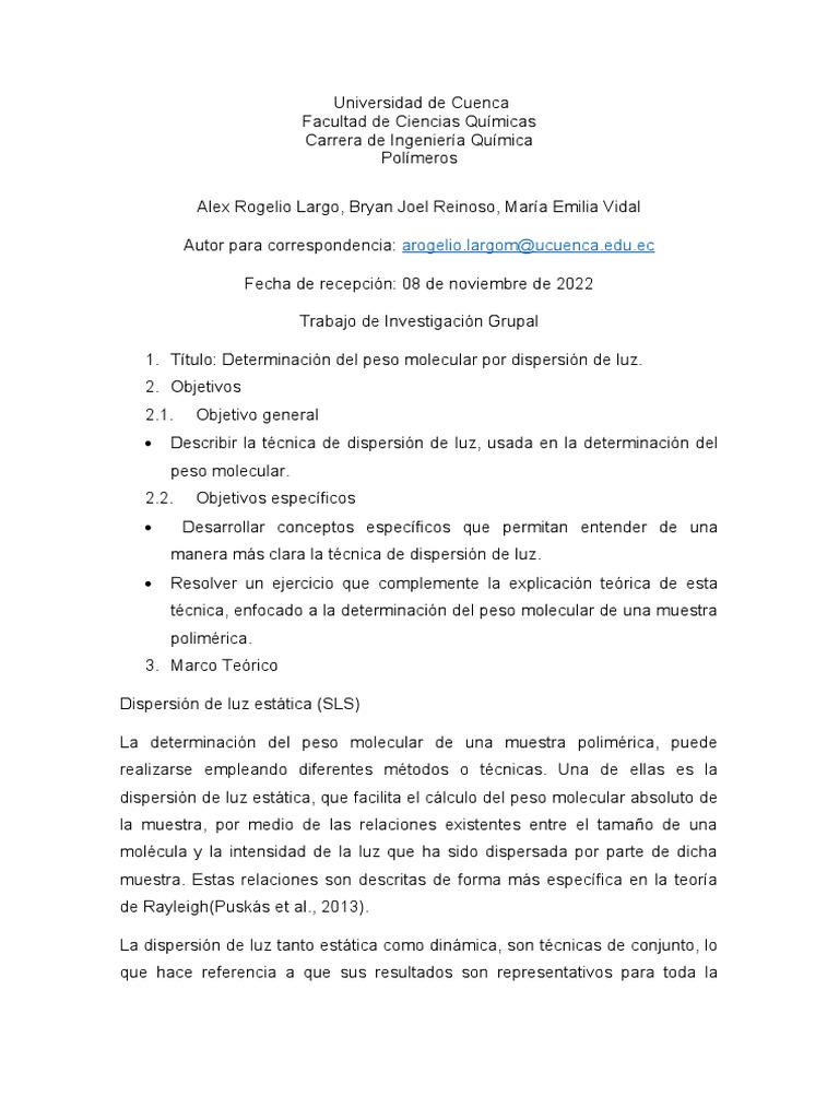 Dispersión de Luz en Polímeros | PDF | Ligero | Polímeros