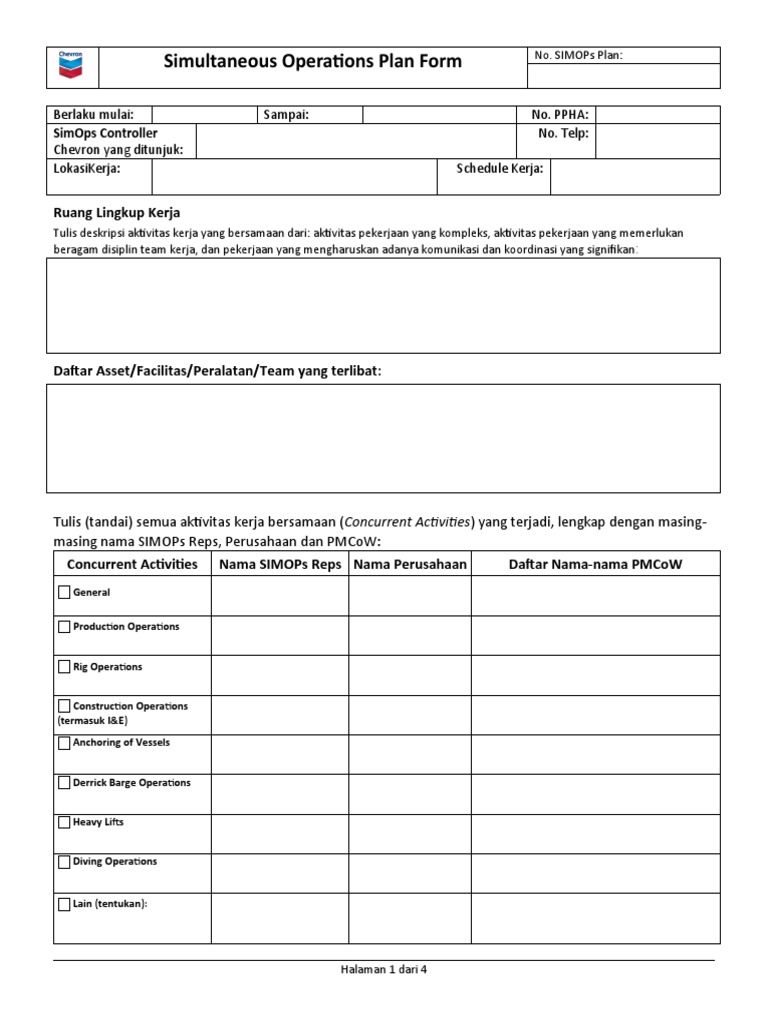 05H SimOps Plan Form - Bahasa Indonesia | PDF
