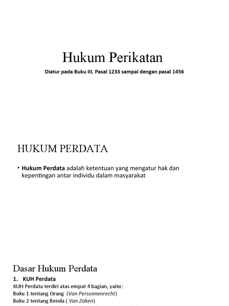Hukum Perikatan dalam KUH Perdata | PDF