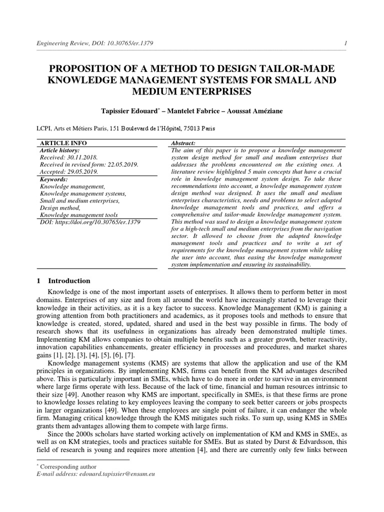 Tailored KMS Design Method for SMEs | PDF | Wiki | Small And Medium ...