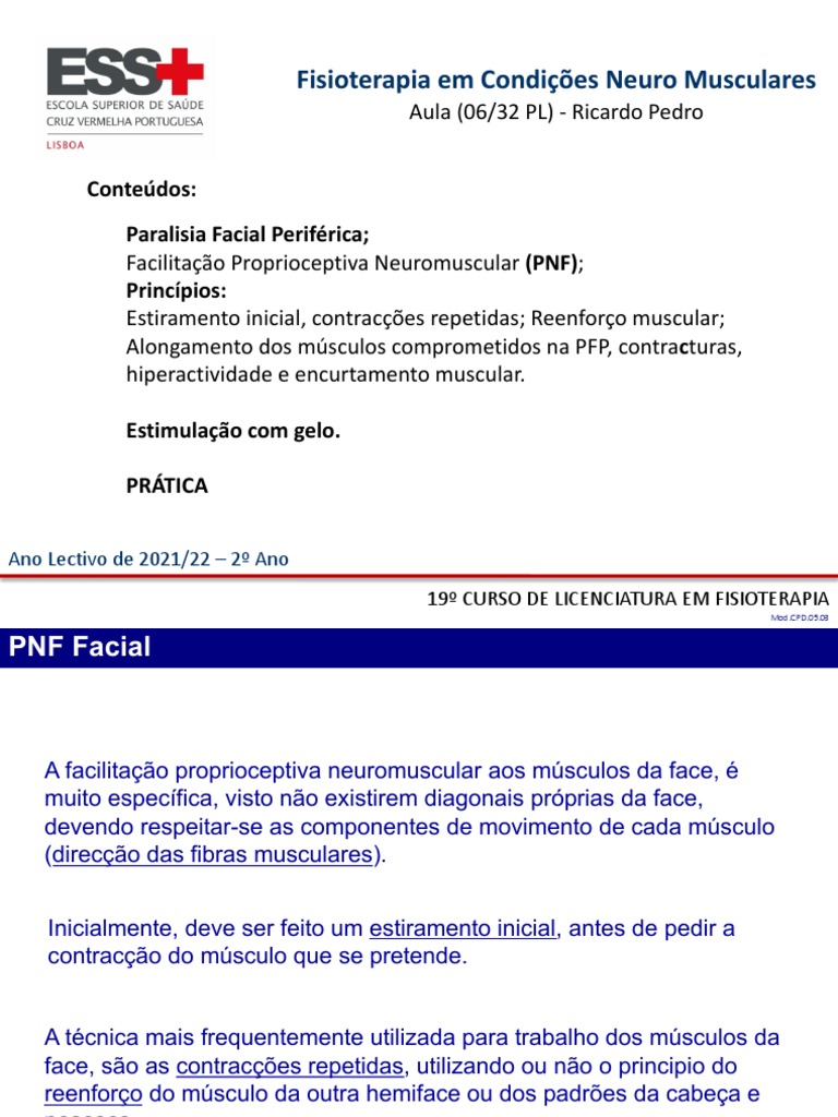 PNF Facial: Reforço e Técnicas Musculares | PDF | Rosto | Corpo humano