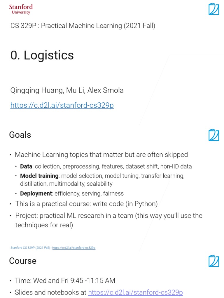 Standford University, Course Links To "Practical Machine Learning" (2021 Fall) | PDF | Machine ...