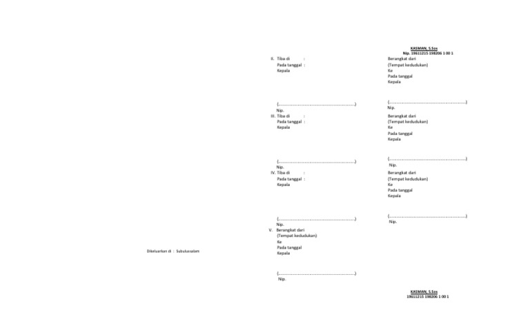 Format dan Blangko SPD Subulussalam | PDF