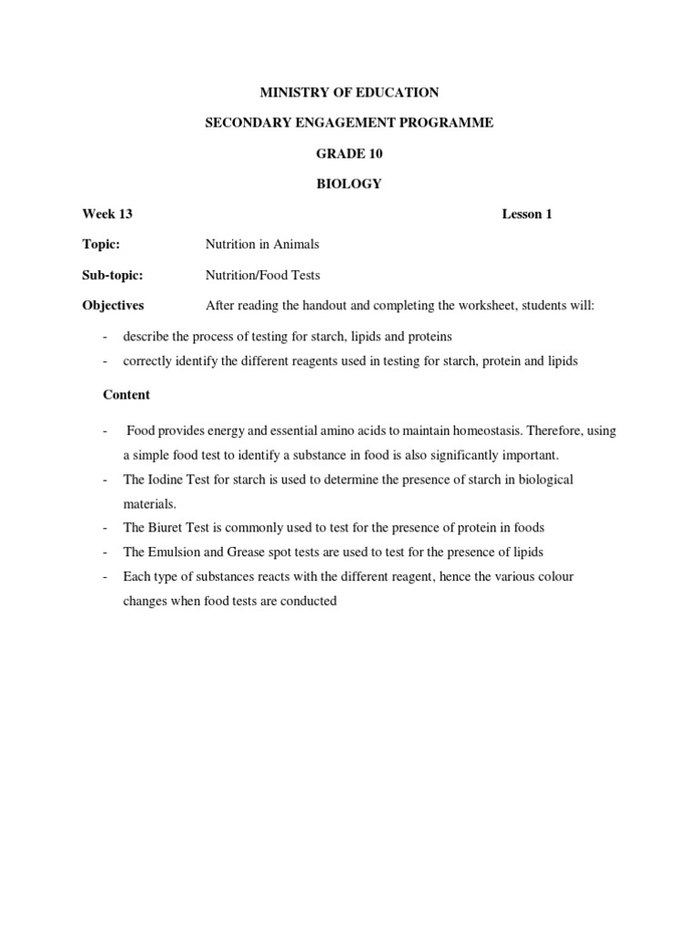 Grade 10 Biology Week 13 Lesson 1 | PDF | Foods | Solubility