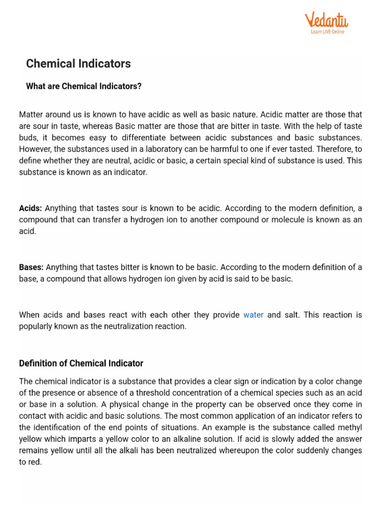 Chemical Indicators Pdf
