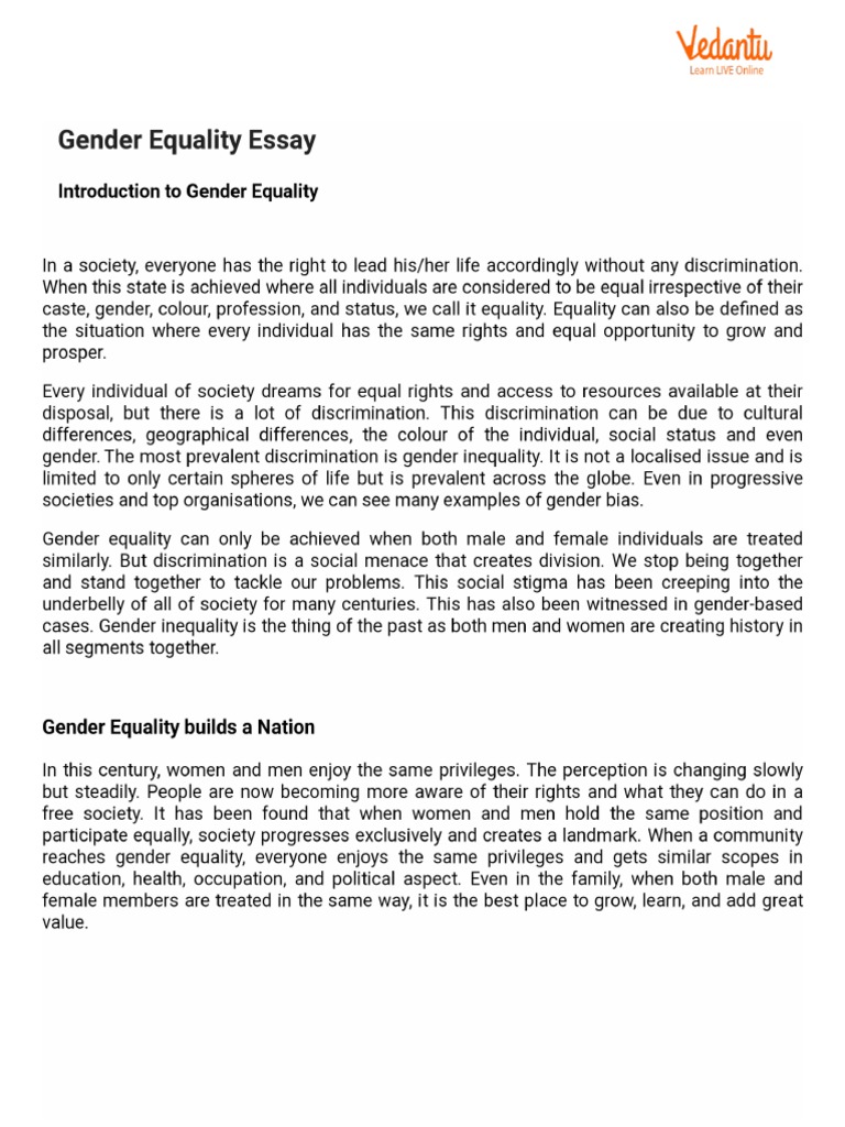 Gender Equality Essay | PDF