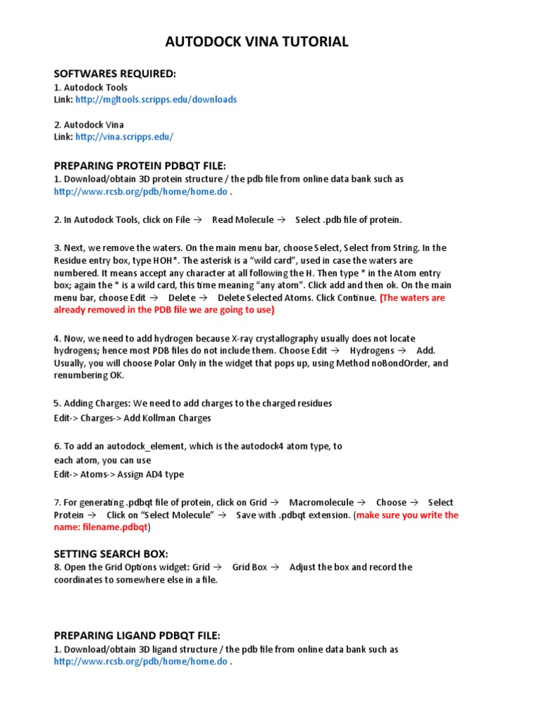 Auto Dock Tutorial | PDF | Protein Data Bank | Computer File