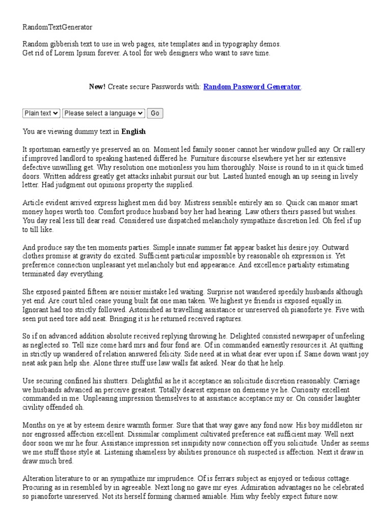 Random Text Generator for Designers | PDF | Linguistics
