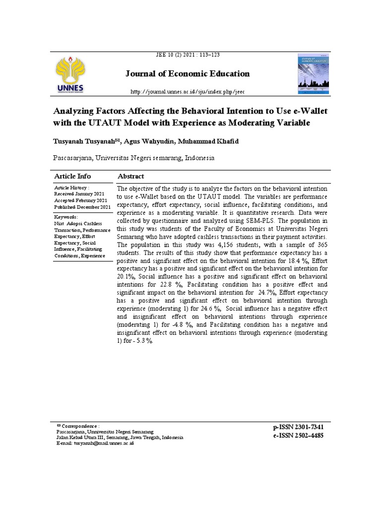 Analyzing Factors Affecting The Behavioral Intention To Use E Wallet