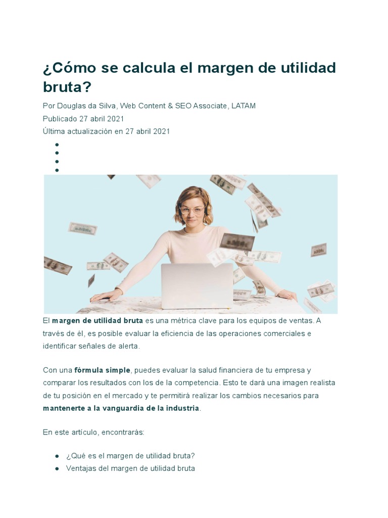 ¿Cómo Se Calcula El Margen de Utilidad Bruta | PDF | Margen bruto ...