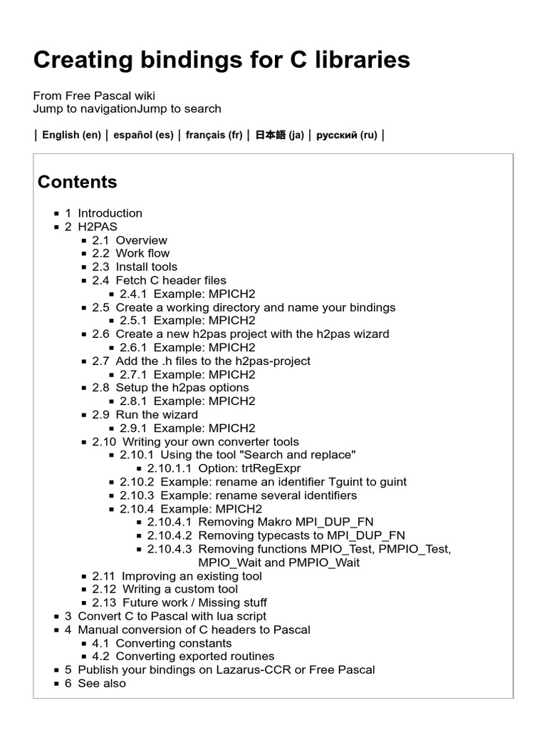 Creating Bindings For C Libraries - Free Pascal Wiki | PDF | Subroutine | Pointer (Computer ...