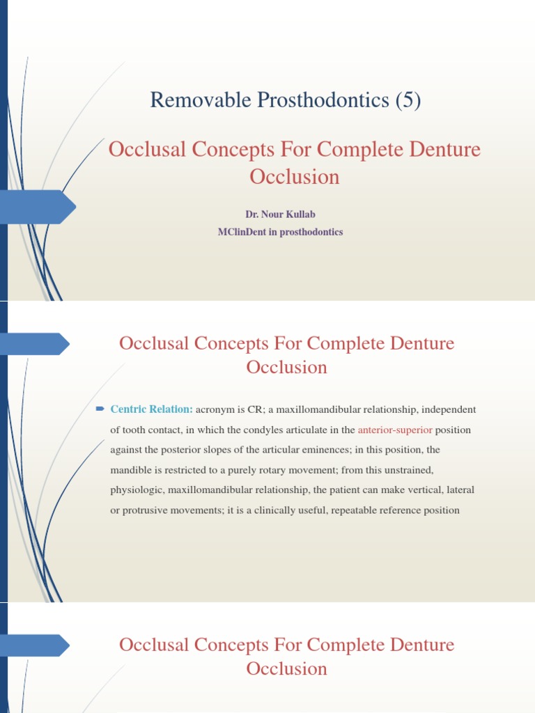 7 - Occlusal Concepts For Complete Denture Occlusion1 | PDF | Dentures | Dentistry Branches