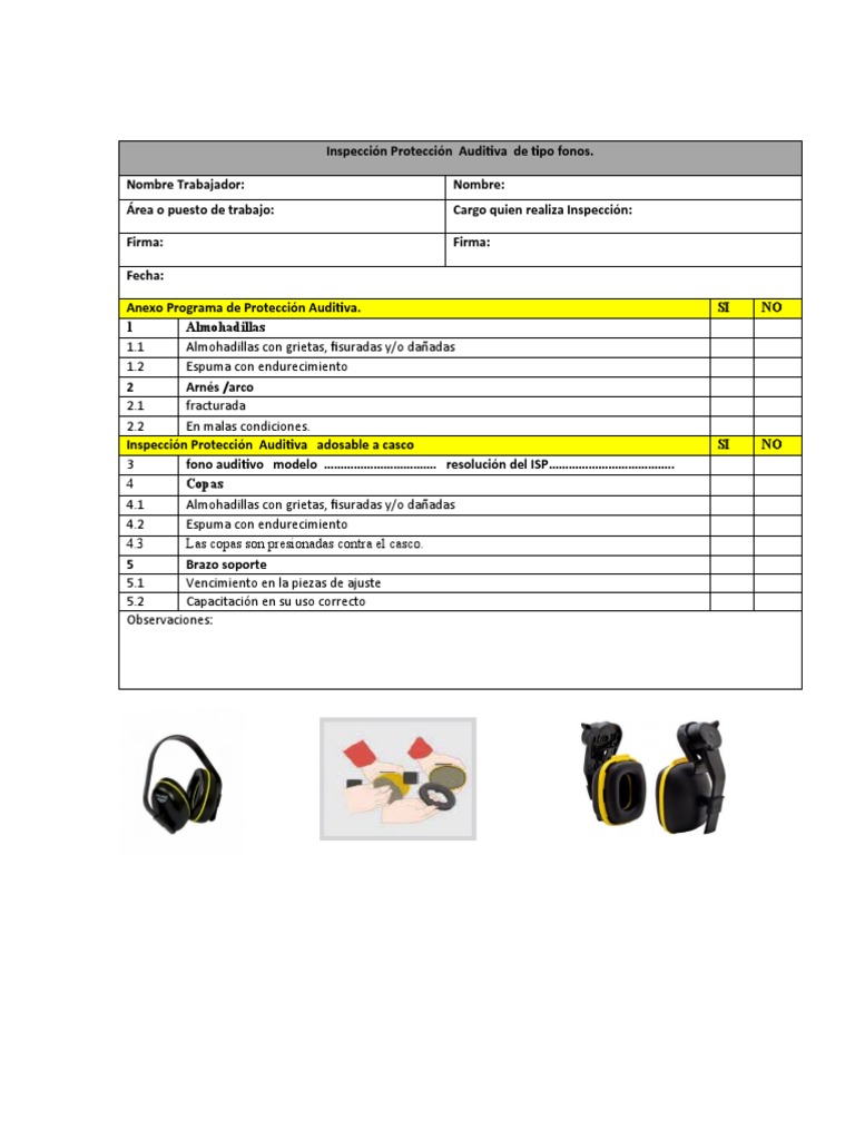 FROM - Inspección Protección Auditiva de tipo fonos | PDF