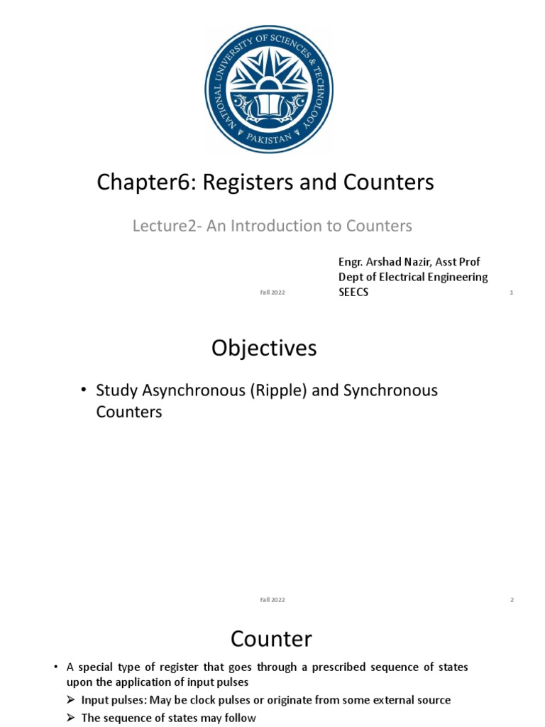 Lecture2 Chapter6 An Introduction To Counters Pdf Electronics Electronic Engineering