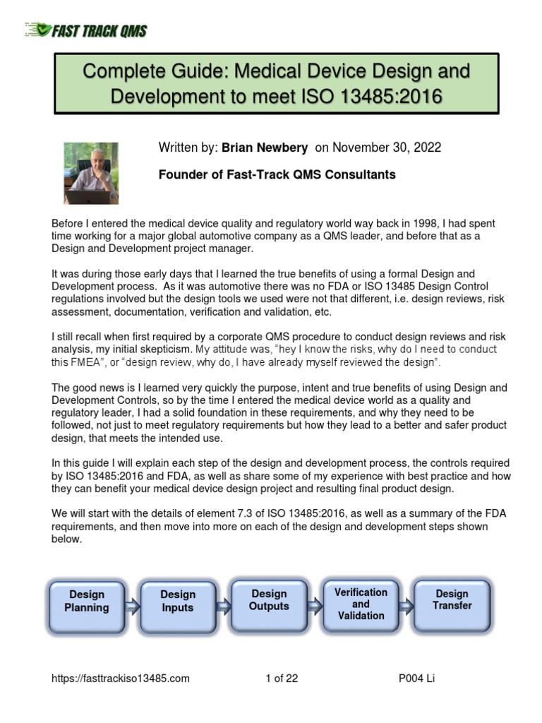ISO 13485 Design & Development Guide | PDF | Verification And ...