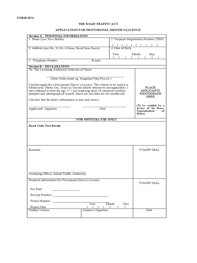 Provisional Driver's Licence Application | PDF | Driver's License ...