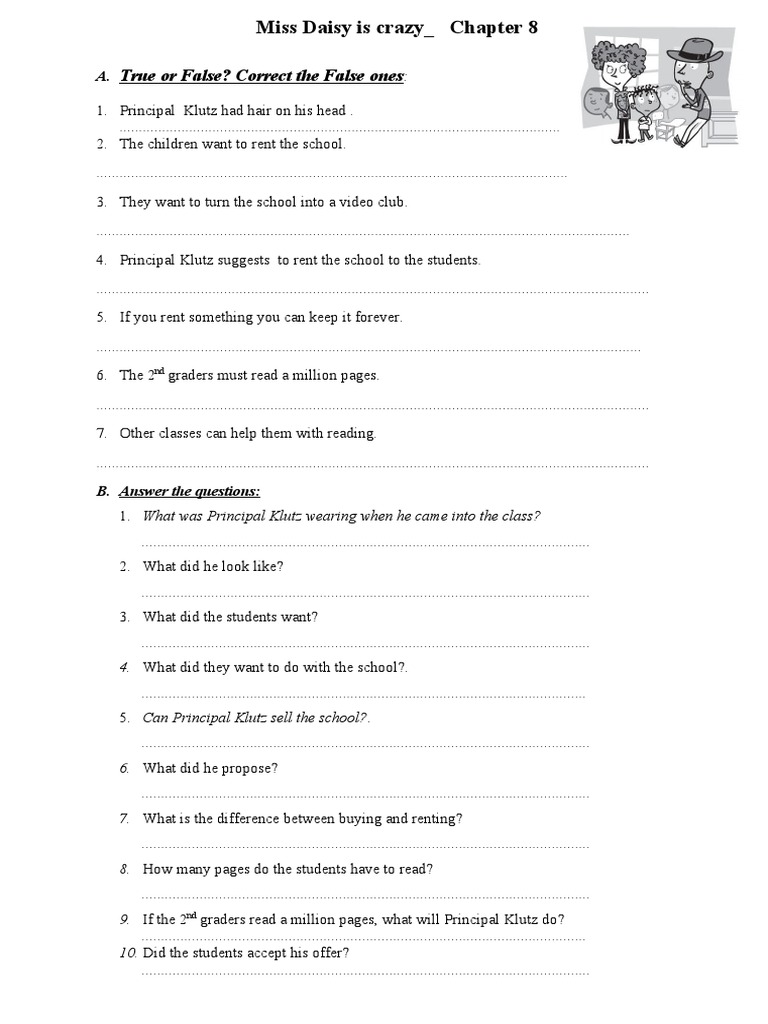 Miss Daisy Is Crazy - Chapter 8 - Worksheet | PDF | Games & Activities ...