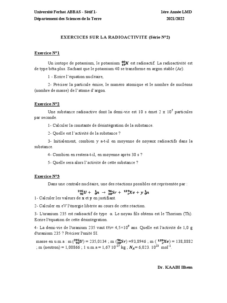 TD2 Chimie L1 Geo 22 | PDF