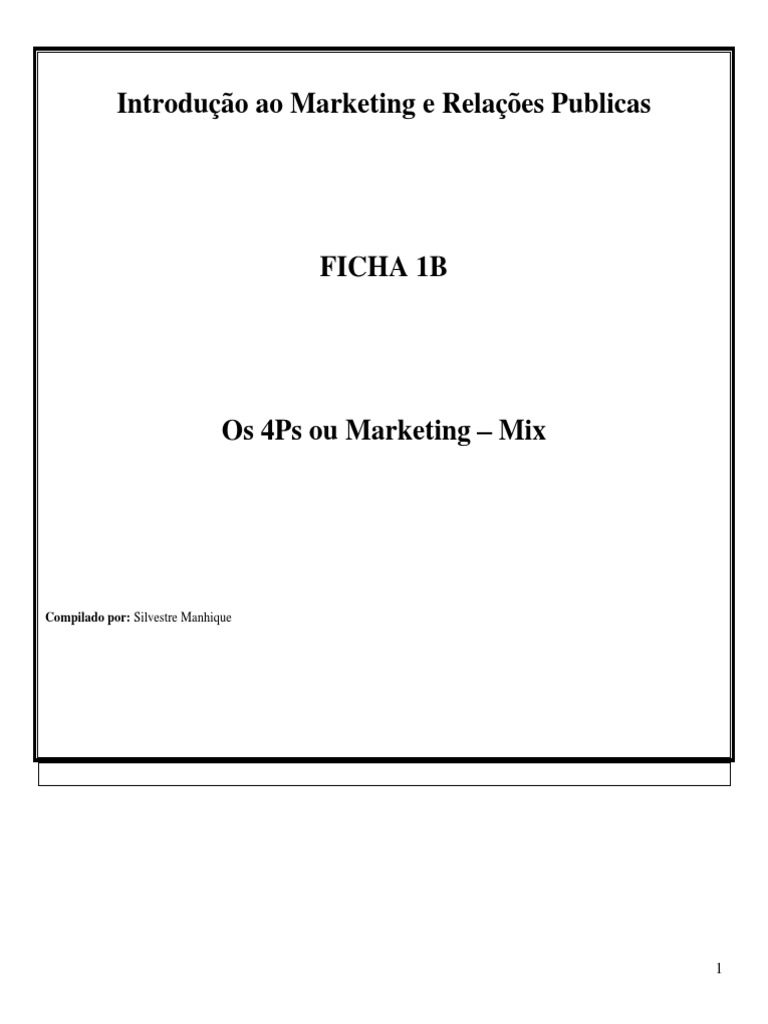 AULA 3 - Ficha 1B - Marketing Mix - 2016 | PDF | Marketing | Qualidade (negócios)