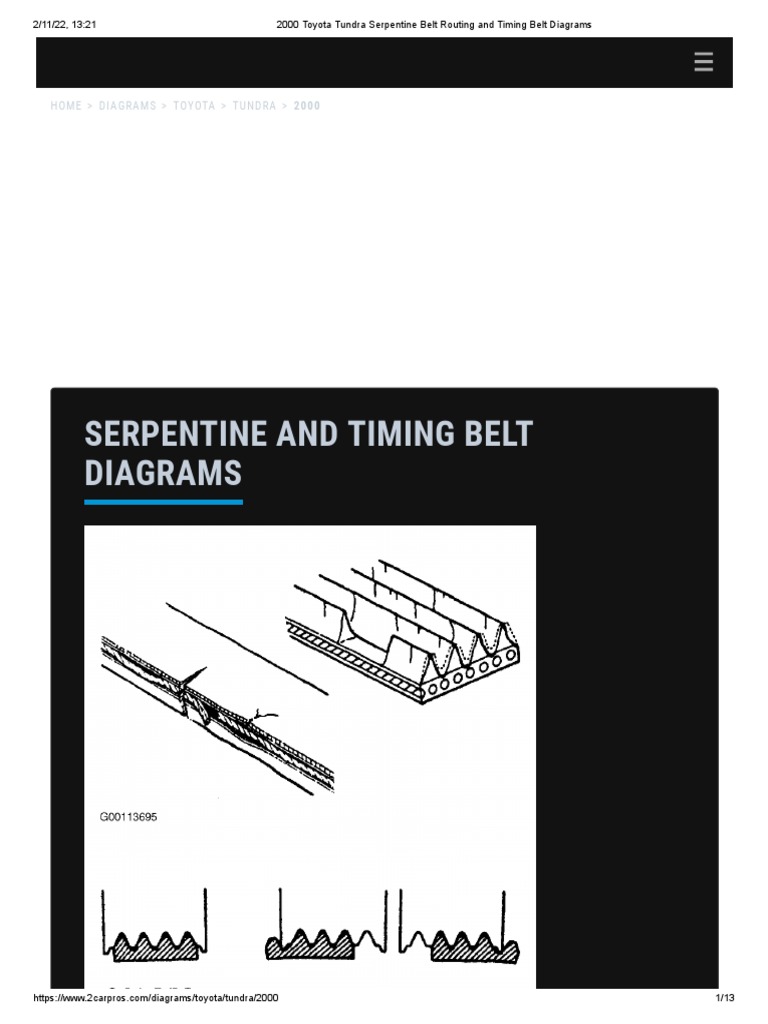 2000 Toyota Tundra Serpentine Belt Routing and Timing Belt Diagrams ...