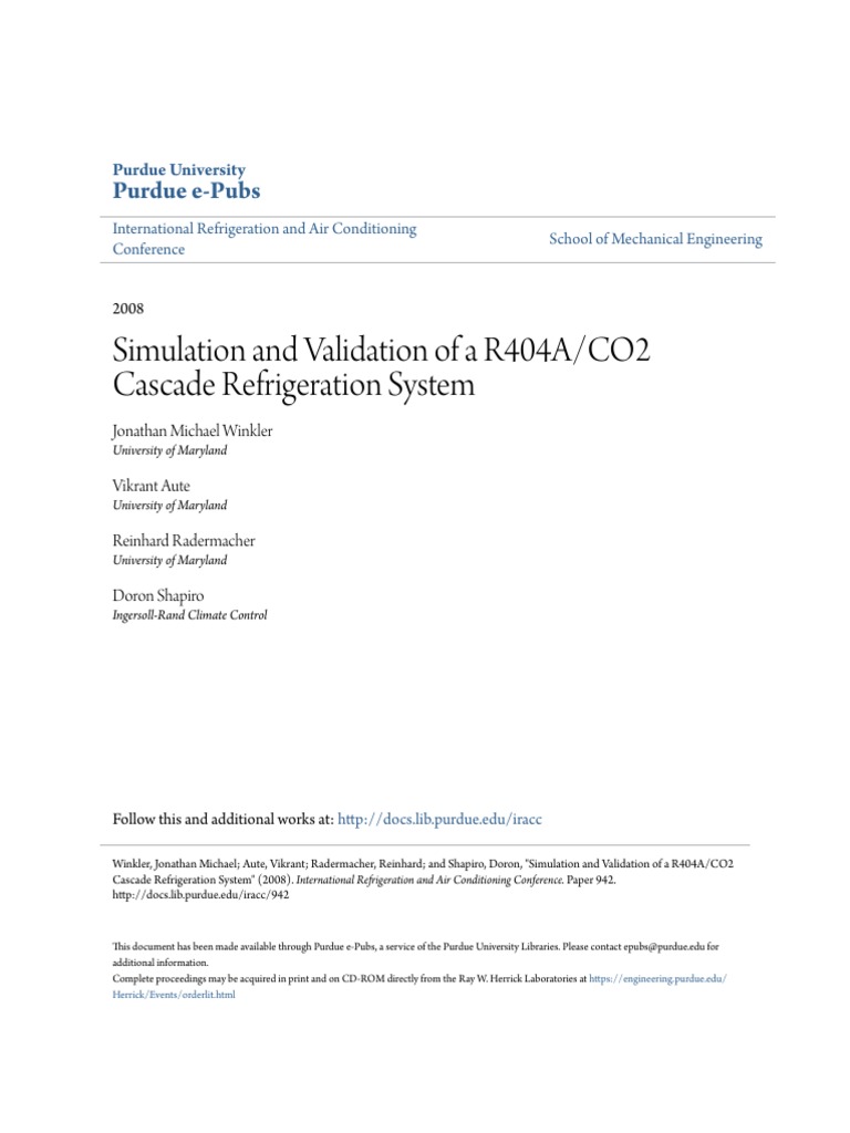 Simulation and Validation of A R404A - CO2 Cascade Refrigeration Sy | Download Free PDF | Heat ...