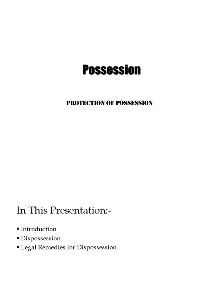 Legal Remedies for Possession Protection | PDF | Legal Remedy | Ethical ...