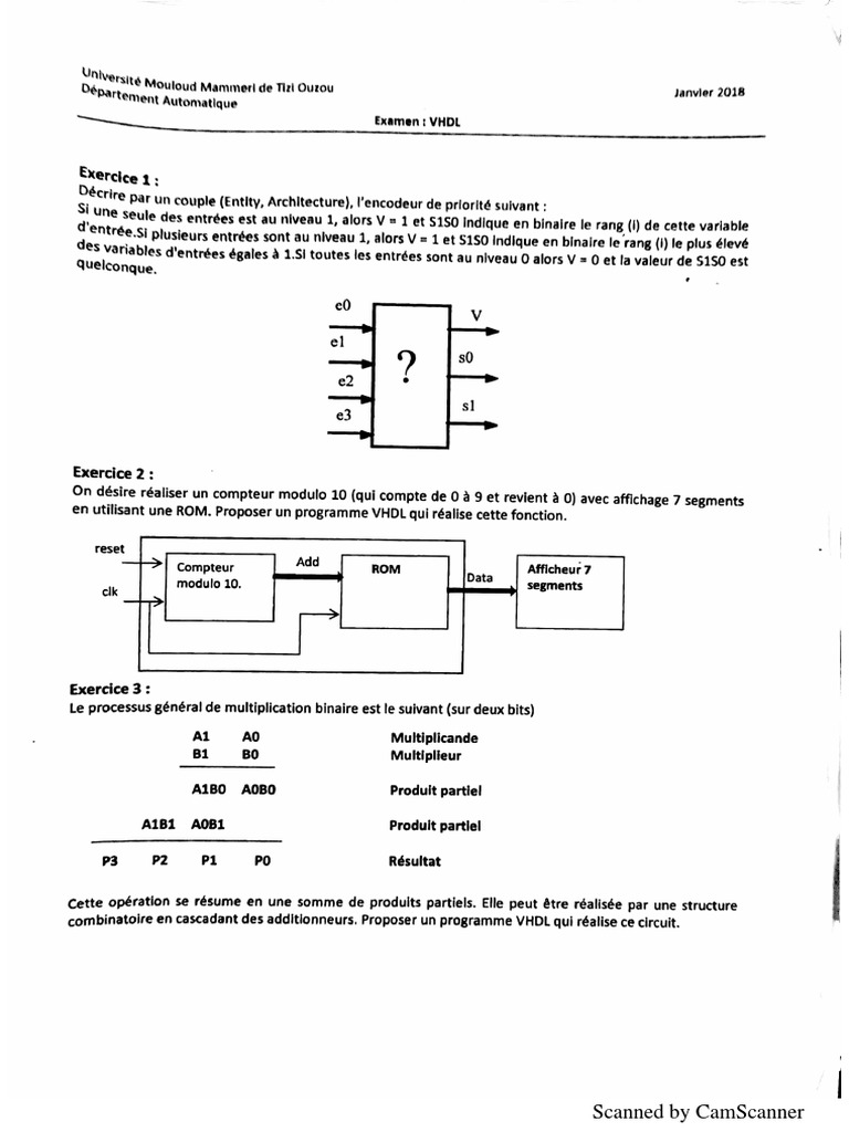 Exam VHDL Et Solution | PDF Exam VHDL Et Solution | PDF