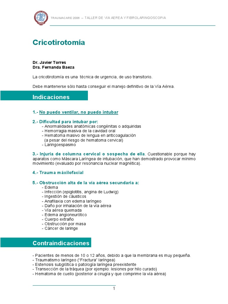 Cricotirotomia | PDF | Laringe | Medicina CLINICA