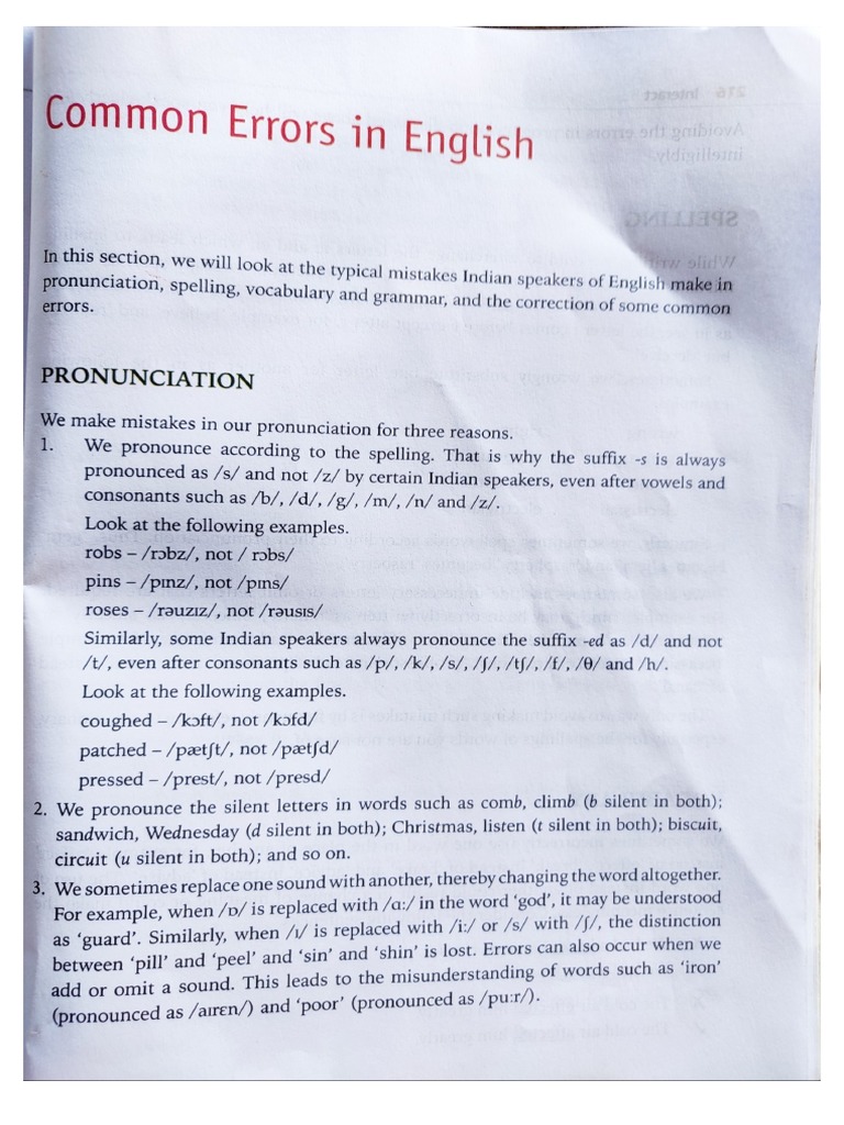 Common Errors in English | PDF