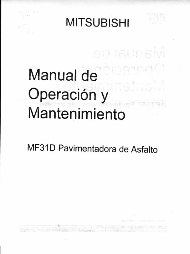 Manual de Operación y Mantenimiento MF31D | PDF