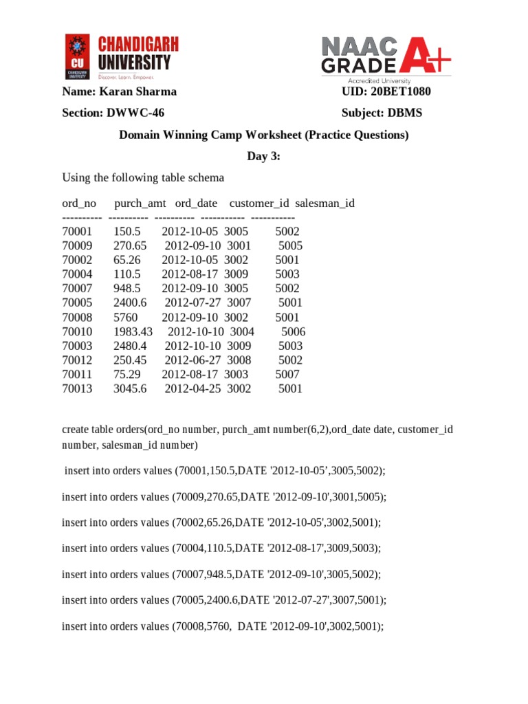 Day 3 Dbms Karan Pdf Sql Data Management Software 6865