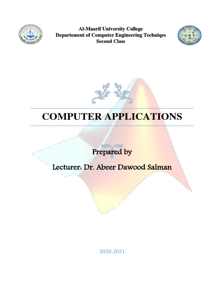 Computer Applications_1'st Course | PDF | Matlab | Matrix (Mathematics)