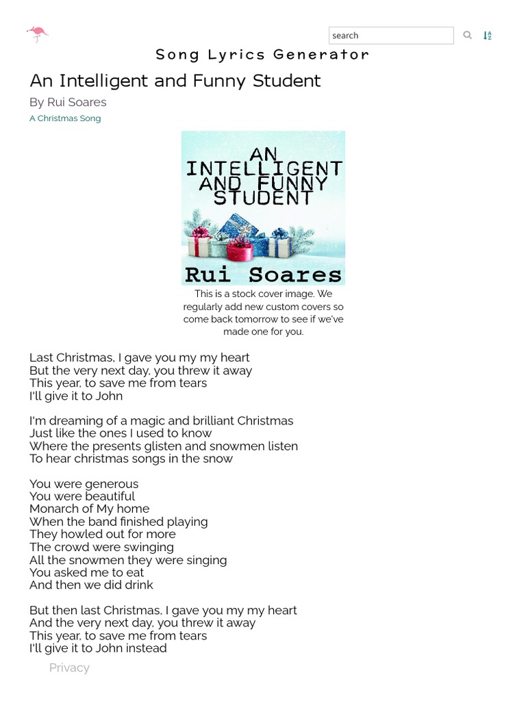 An Intelligent and Funny Student - Song Lyrics Generator | PDF