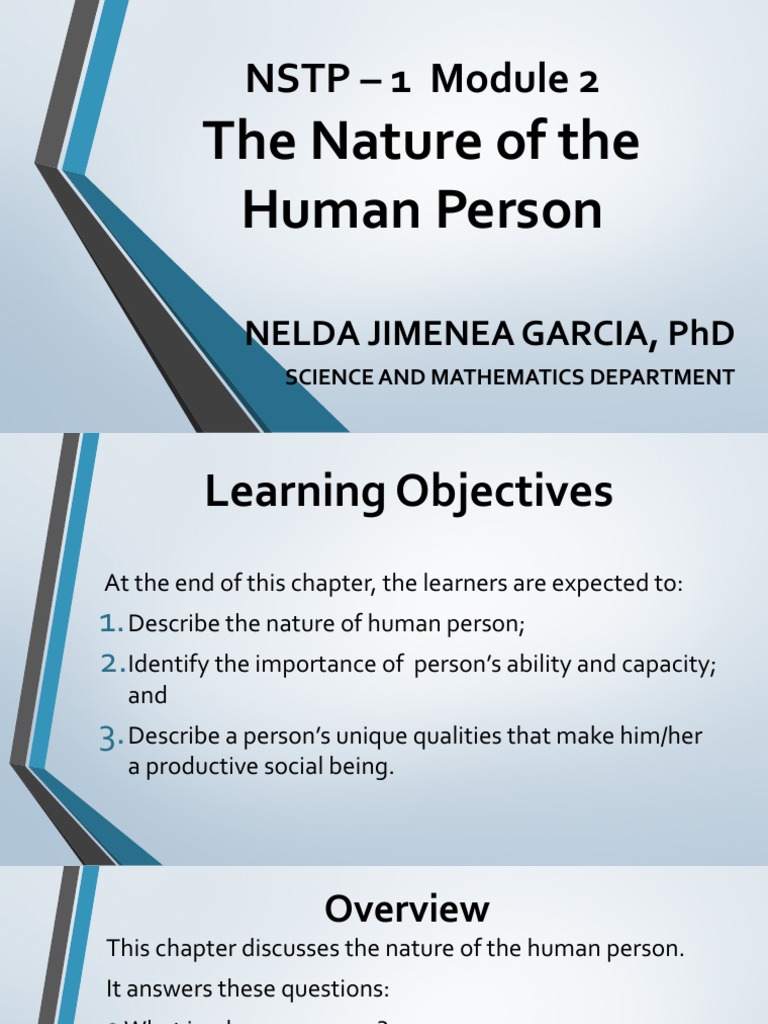 NSTP - 1 Chapter 2 The Nature of The Human Person (Nelda) | Download Free PDF | Self ...