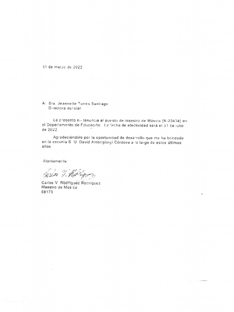 Carta Retiro 1 | PDF