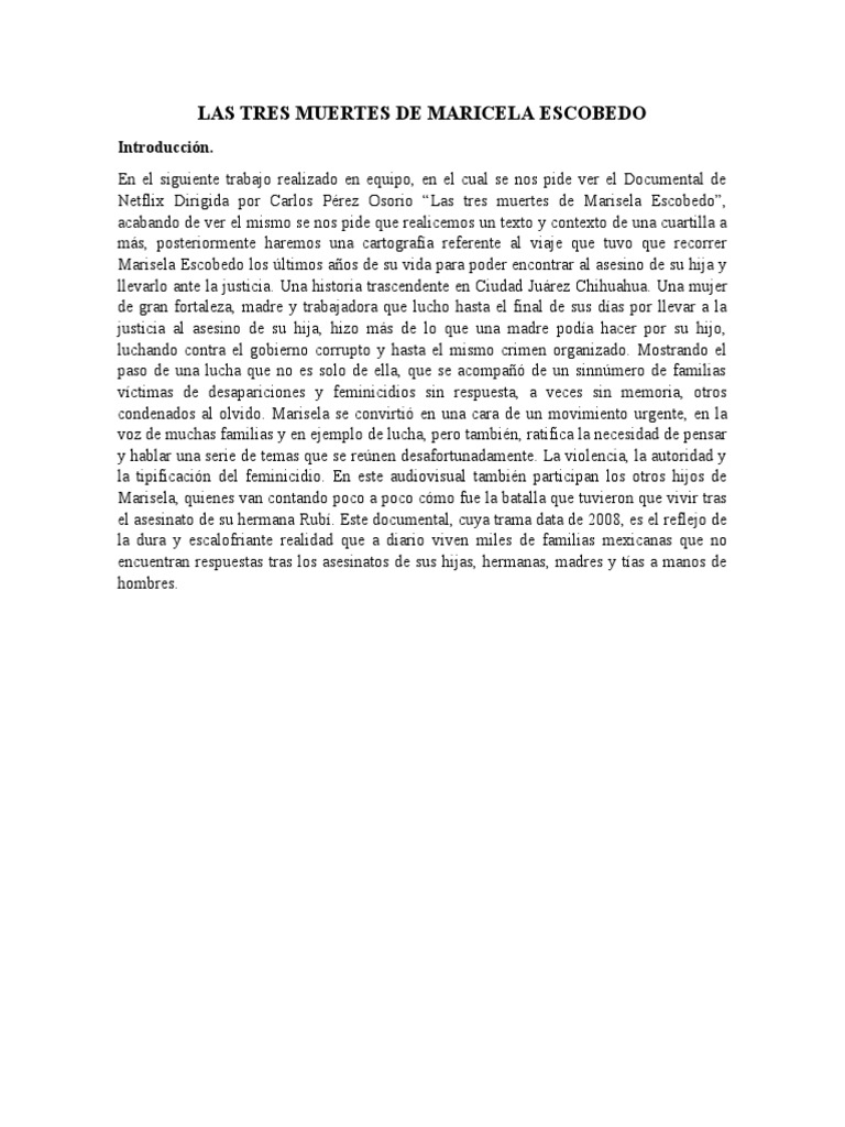 Las Tres Muertes de Maricela Escobedo | PDF | Crímenes | Crimen y violencia