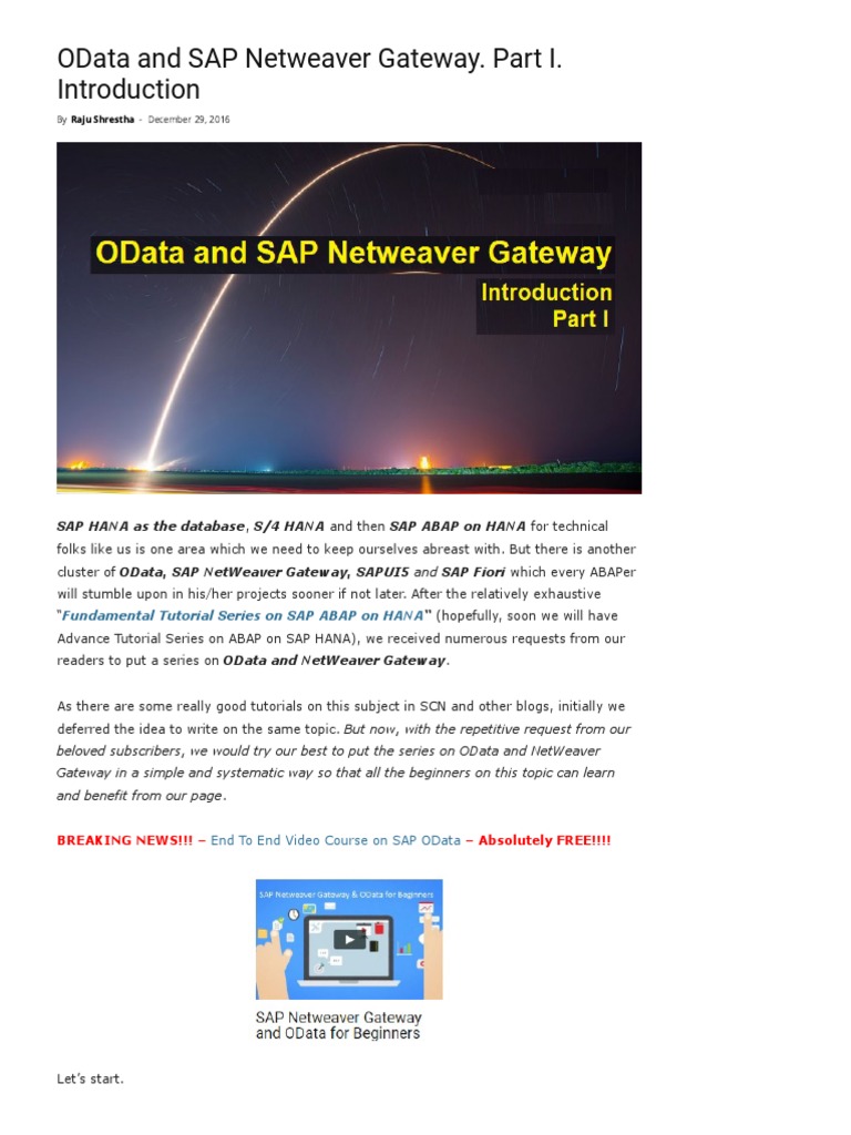 OData and SAP Netweaver Gateway. Part I. Introduction | PDF | Representational State Transfer ...