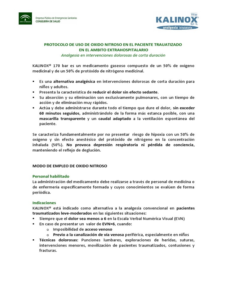 Kalinox - Procedimiento Aplicación-1 | PDF | Medicamentos con receta ...
