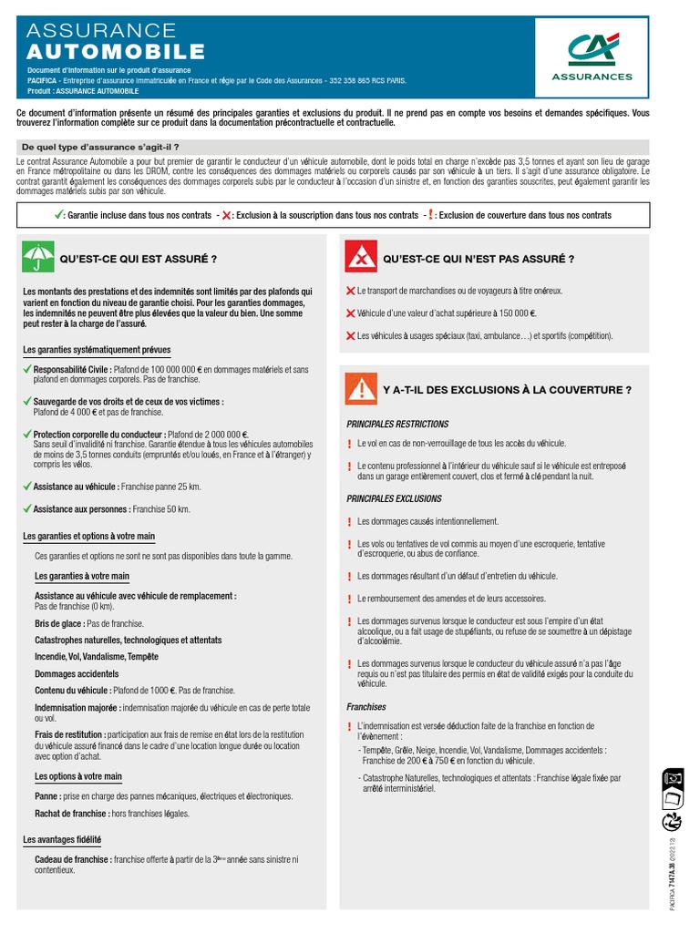 Document d'information Assurance Auto | PDF | Assurance | Véhicules