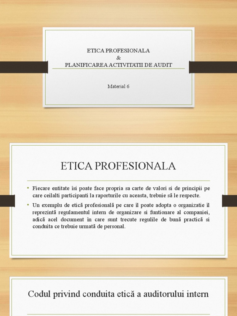 MAT6. Etica Profesionala Planificarea Activ de Audit | PDF