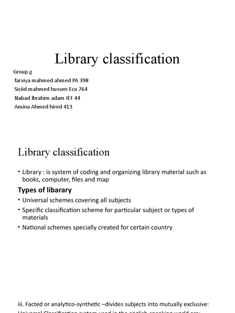 Library Classification | PDF | Citation | Directories