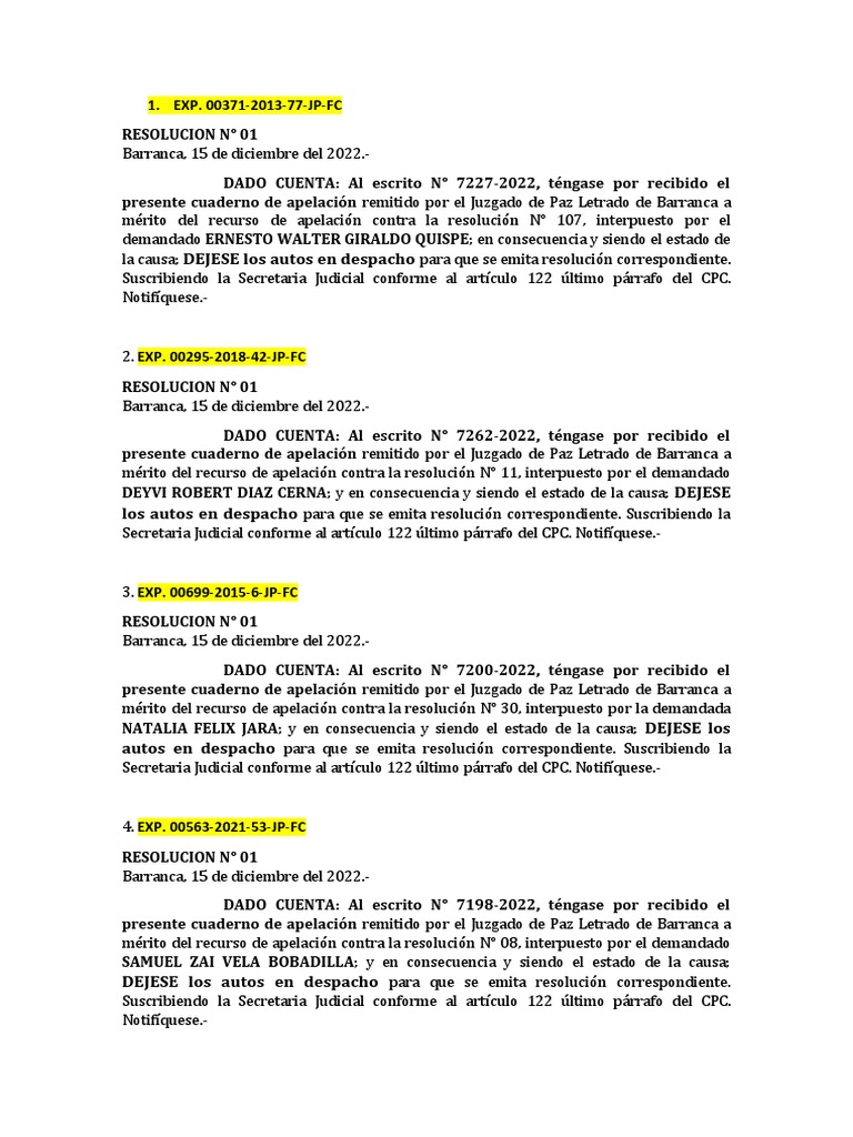 DEJESE Los Autos en Despacho | PDF | Apelación | Ley Pública