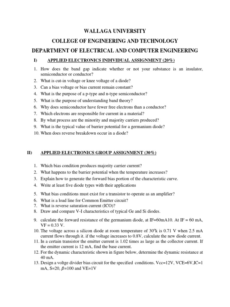 ASSIGNMENT | PDF | Diode | Bipolar Junction Transistor