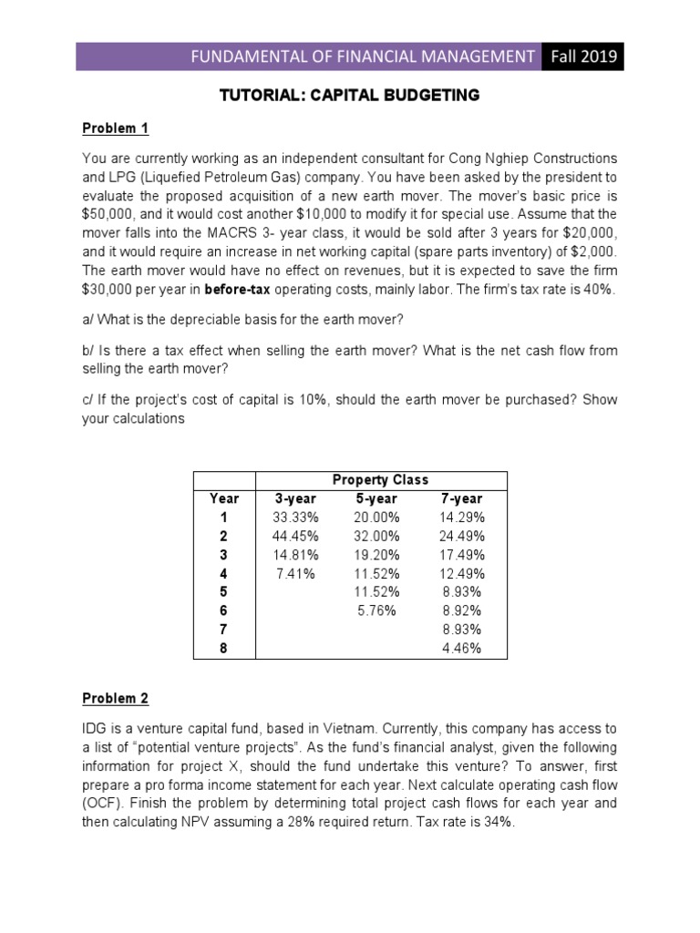 4. TUTORIAL CAPITAL BUDGETING | PDF | Depreciation | Net Present Value