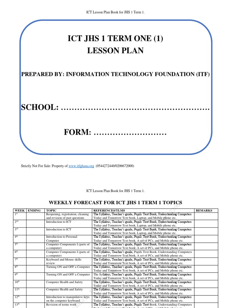 Ict Jhs 1 Term 1 Lesson Plan Draft 2018 | PDF | Educational Technology ...
