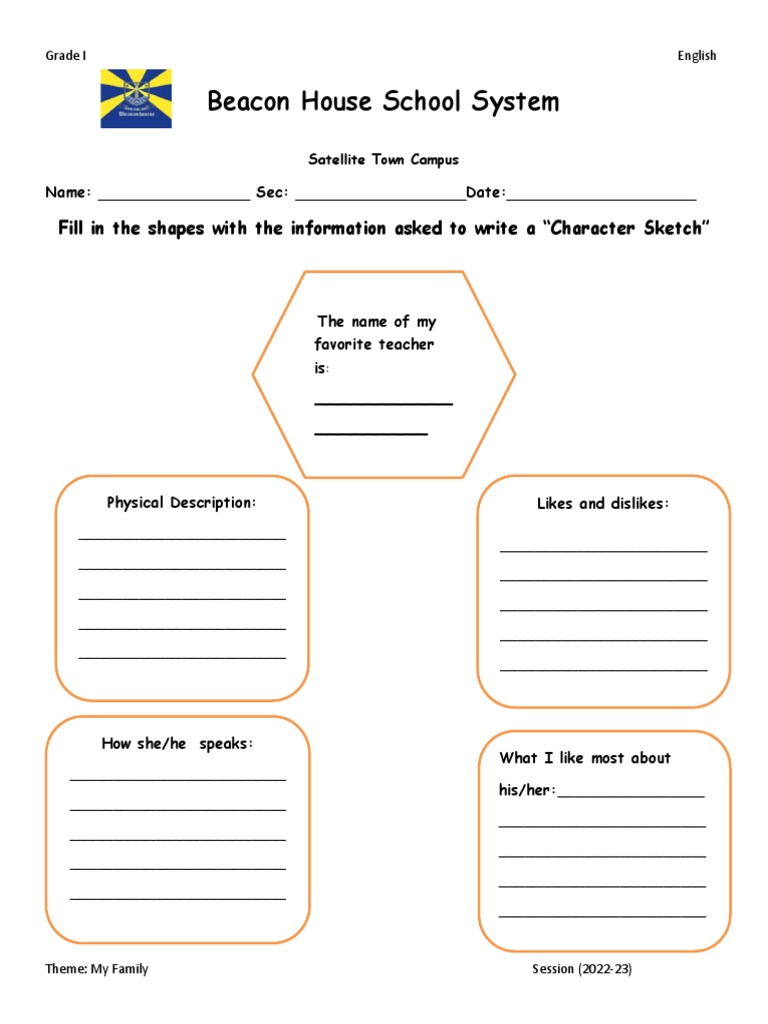 Worksheet My Nan Charcter Sketch | PDF