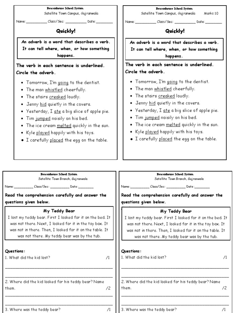Adverb Worksheet | PDF | Language Mechanics | Semantic Units