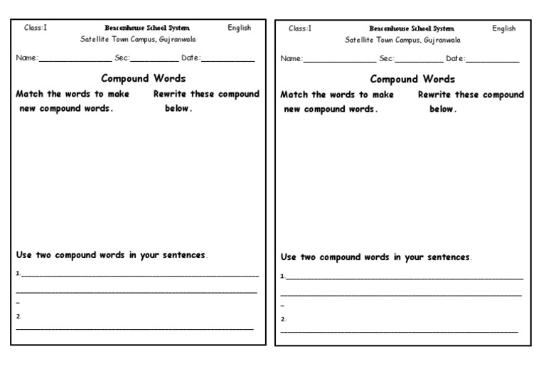 Compound Words Worksheet | PDF
