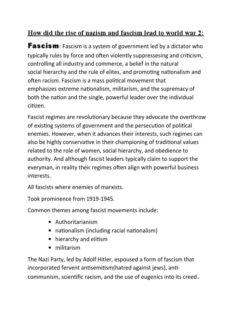 Rise of Nazism & Fascism: Path to WWII | PDF | Fascism | Nazism
