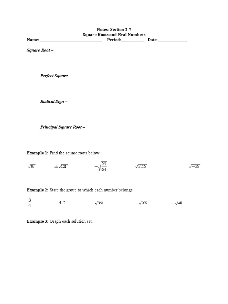 Ordering Square Roots and Numbers | PDF